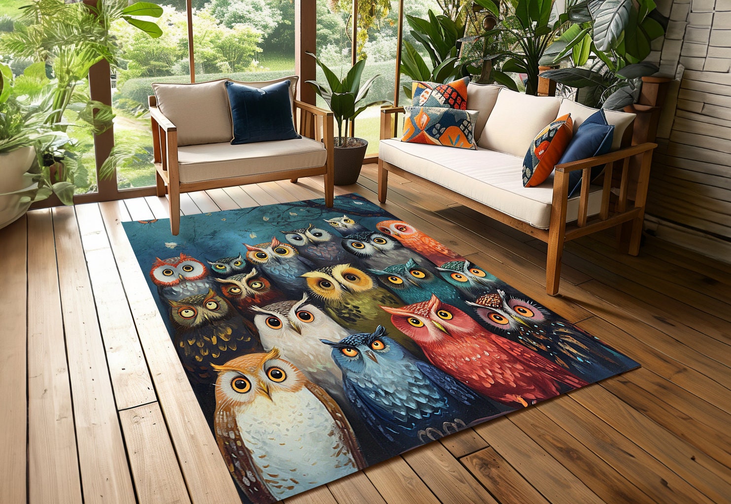 Machine Washable Rug, Beautiful Owl Printed Rugs, Numerous Owl ...