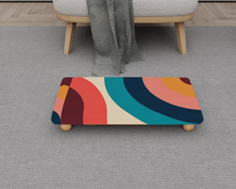 Colorful Abstract Wave Wood Stool | Living Room Riser | H-1427 - Etsy
