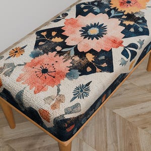 Botanical Bench, Housewarming Bench, Yoga Bench, Bedroom Pouf, Make up ...