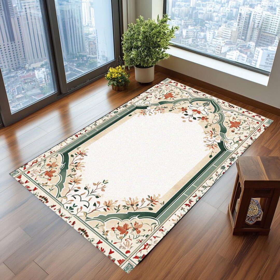 Vintage Design Floral Prayer Mat, Traditional Islamic Prayer Rug, Soft ...