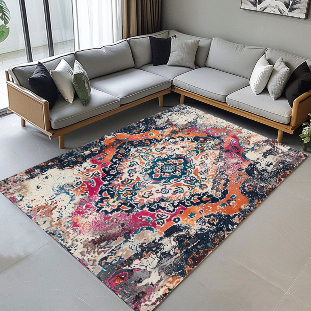 Orange Rug, Worn Large Rug, Anti Slip Rug, Fairtable Oversize Rug ...