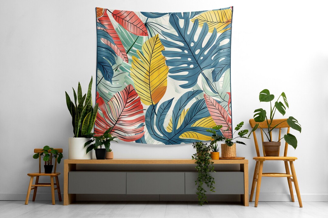 Navy Blue Tapestry, Wall Art Decor, Fiber Art Hanging, Couch Behind Art ...