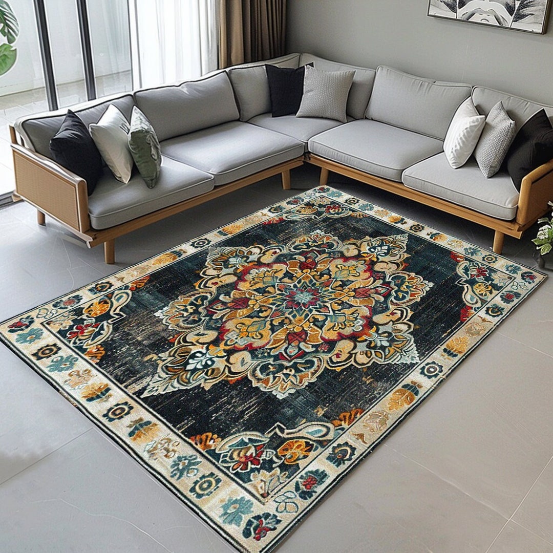 Palace Large Rug, Yellow Floral Rug, Bedroom Area Rug, Contemporary Rug ...