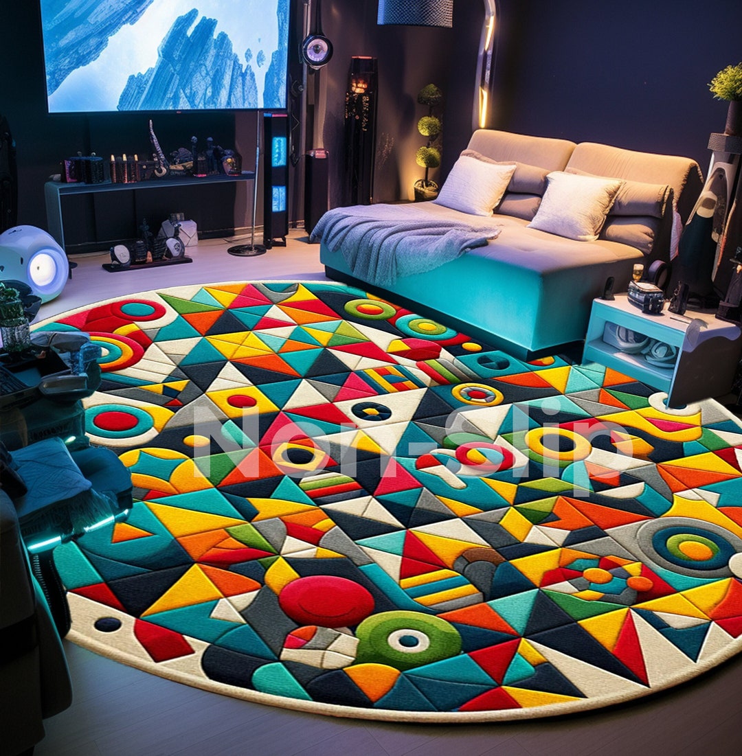 Figurative Rug, Circle Shape Rug, Cozy Rug, Geometric Rug, Modern Rug ...