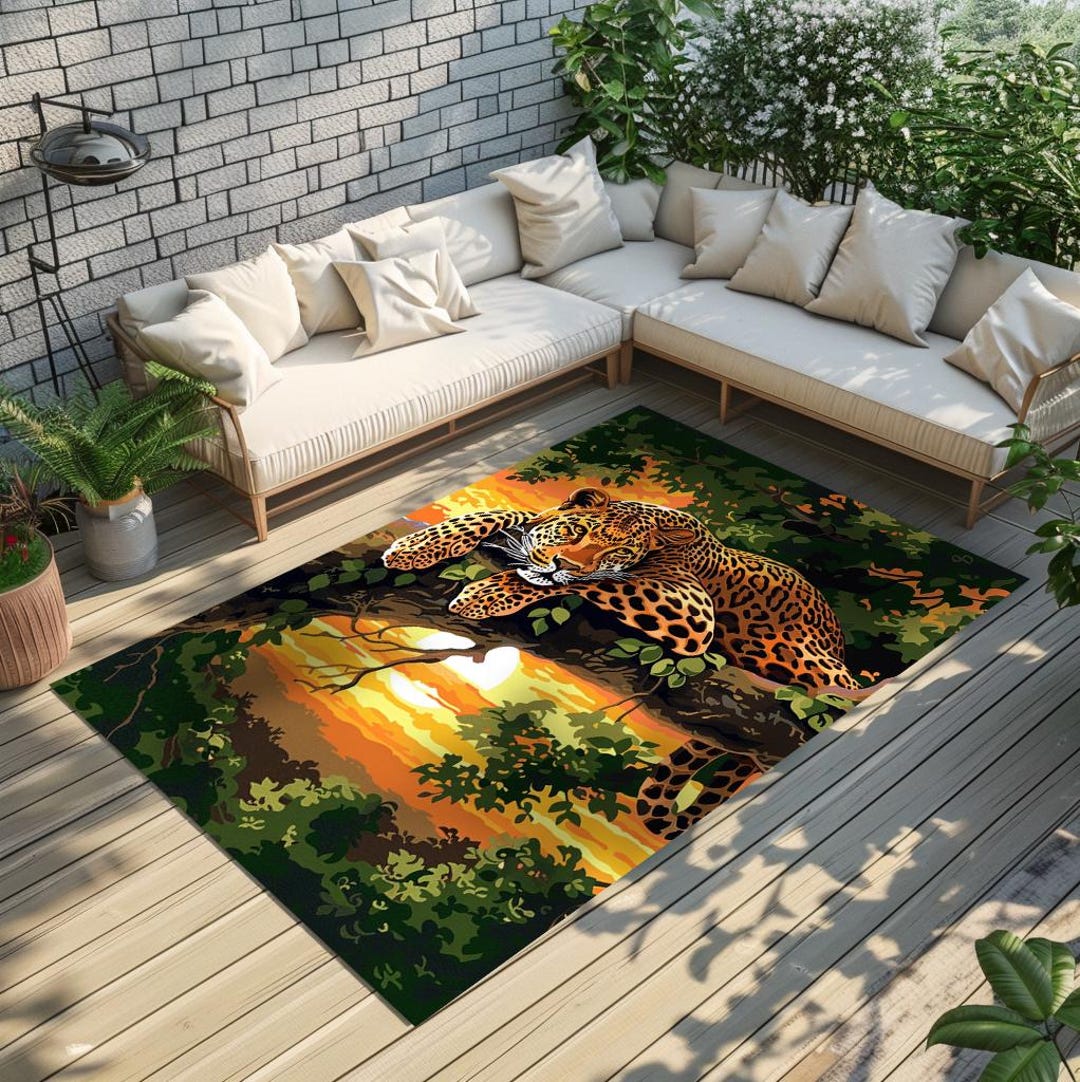 Leopard Design Rug, Floor Cover Rug, Animal Print Rug, Living Room Rug ...