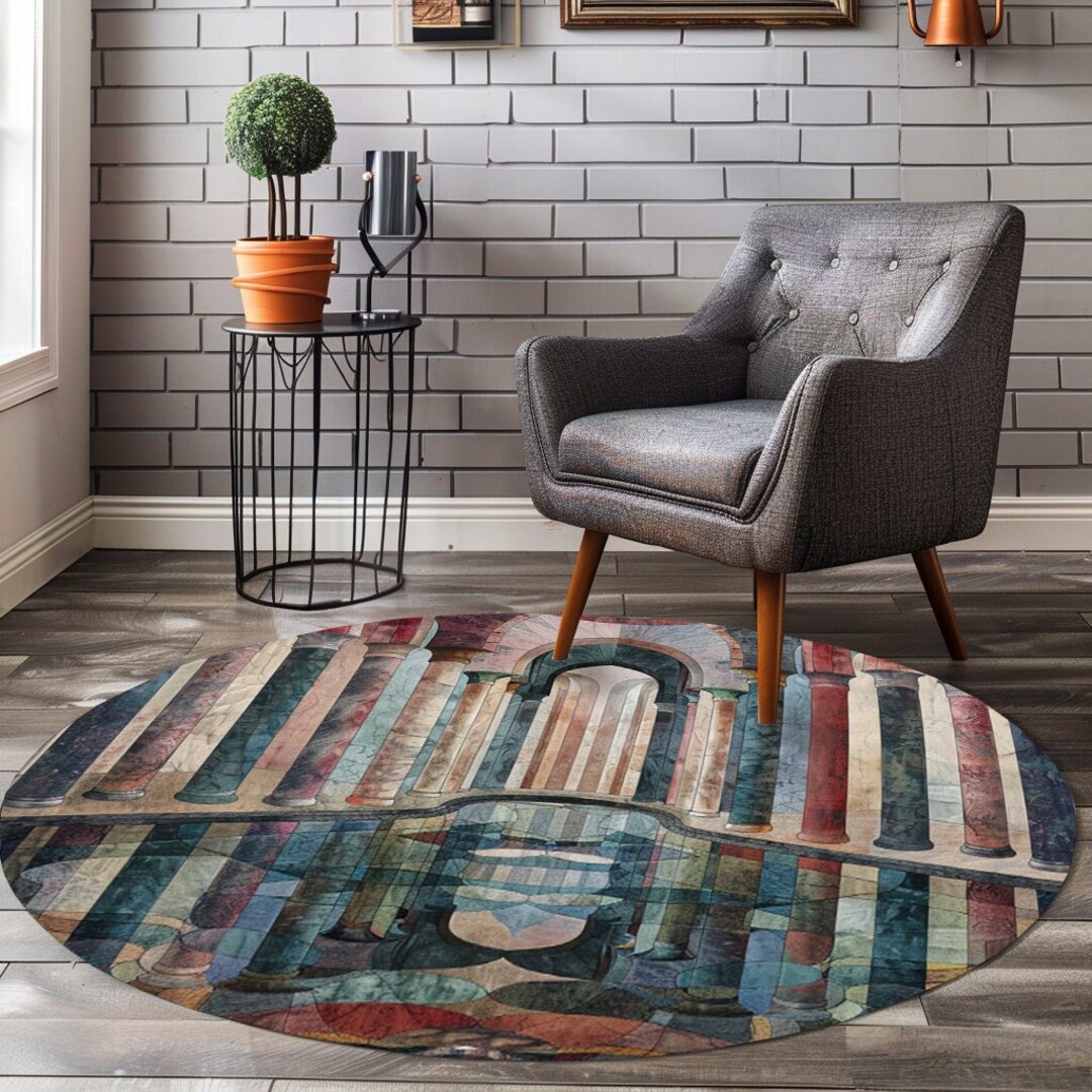 Entryway Circle Rug, Castle Round Rug, Modern Abstract Rug, Basilica ...