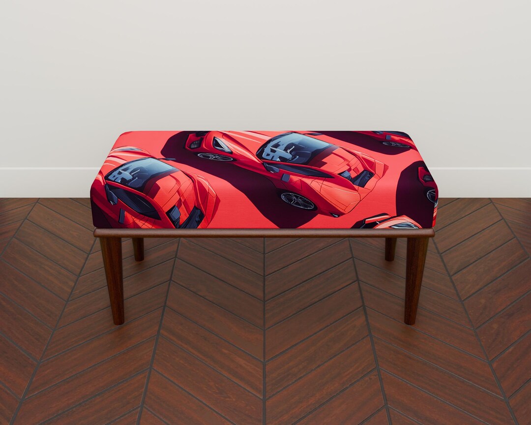 Red Sports Car Bench, Custom Ottoman Bench, Racing Car Design Furniture ...