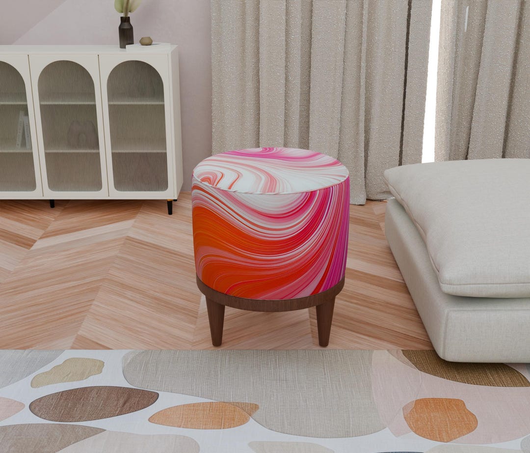 Blush Pink Footstool, Round Piano Bench, Ottoman Footrest, Hallway Shoe ...