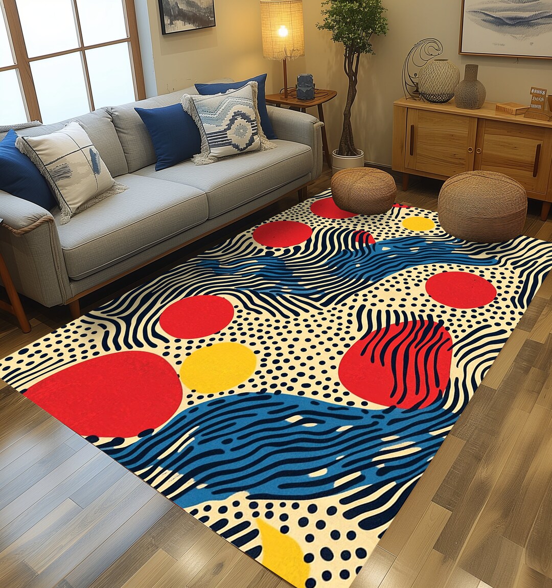 Decor Rooom Rug, Polka Dot Rug, Decorative Area Rug, Multi Color Rug ...