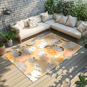 Cute Cate Pattern Rug, Bohemian Rug, Cat Design Rug, Cat Area Rug, Home ...