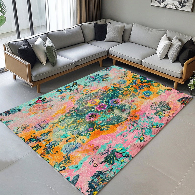 Garden Decor Rug, Rug for Laundry, Tropical Large Rug, Printed Rug ...