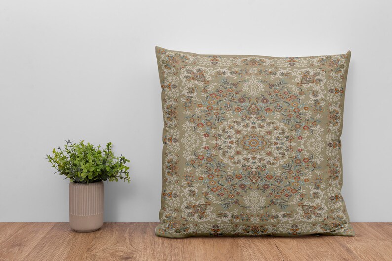 Green Pillow Cover, Floral Cushion Cover, Handmade Pillow, Living Oom ...