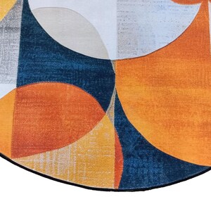 Round Rug, Orange Circle Rug, Geometric Non Slip Decor Rug, Circle ...