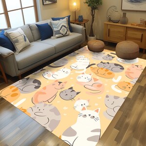 Cute Cate Pattern Rug, Bohemian Rug, Cat Design Rug, Cat Area Rug, Home ...