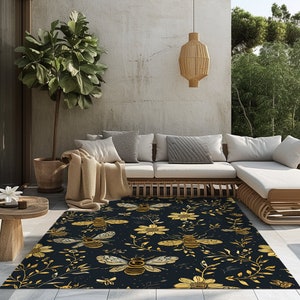 Bee Pattern Rug, Outdoor Non-slip Rug, Washable Rug, Honeybee Patterned ...