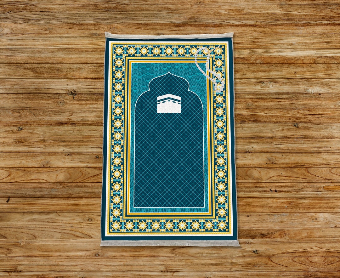 Mosque Prayer Rug, Luxury Prayer Layer, Prayer Travel Rug, Elegant ...