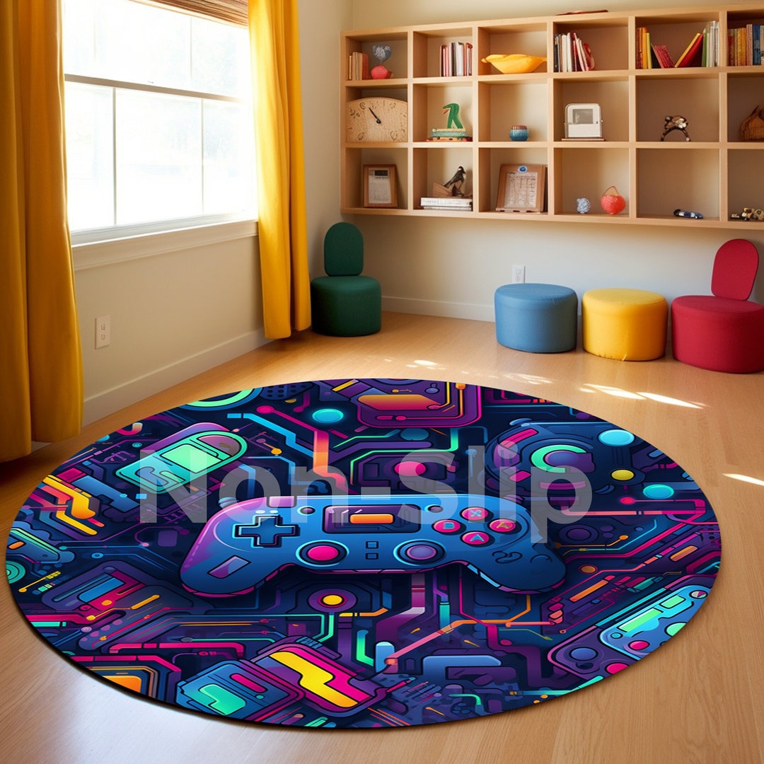 Game Controller Rug, Non Slip Gamer Rug, Retro Rug, Living Room Rug ...