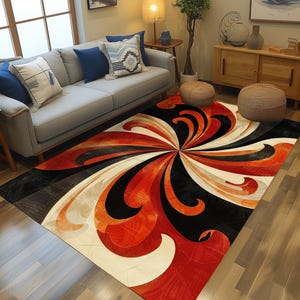Modern Art Rug, Bedroom Rug, Bright Color Rug, Aesthetic Print Rug ...