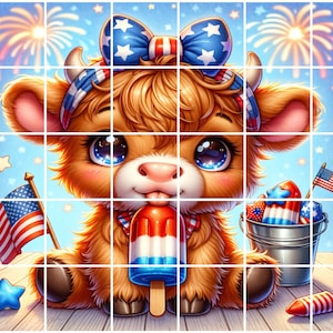 4th of July Highland Cow Popsicle 20 Oz Skinny Tumbler Sublimation ...