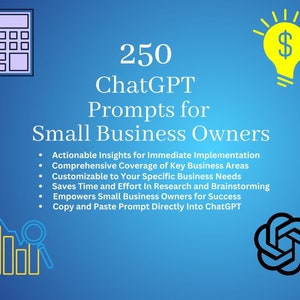 250 Chatgpt Prompts for Small Business Owners Digital - Etsy