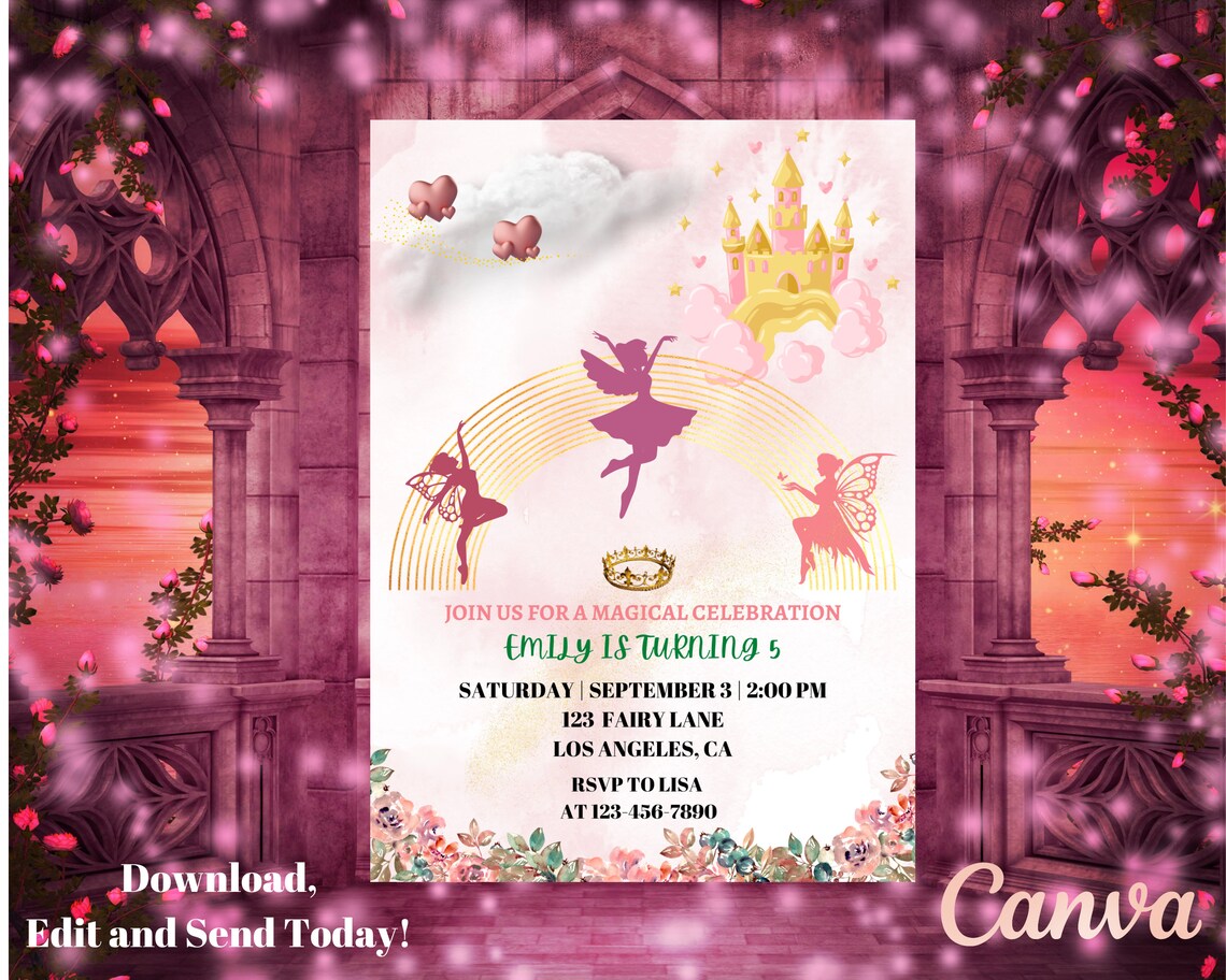 Editable Fairy Birthday Invitation Fairy Party Invite Birthday - Etsy