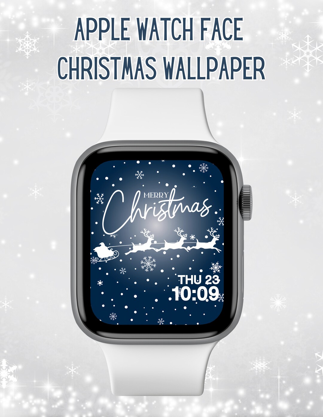 Blue Christmas Santa Apple Watch Face Wallpaper, Merry Christmas Winter ...