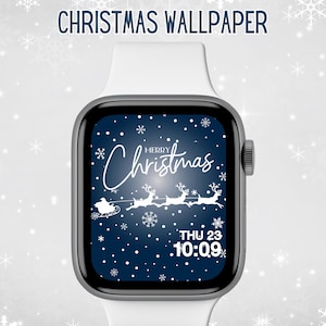 Blue Christmas Santa Apple Watch Face Wallpaper, Merry Christmas Winter ...