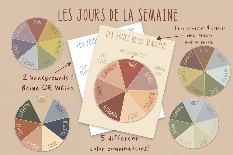 Les Jours De La Semaine Wheel, French Homeschool Activity, French Kids ...