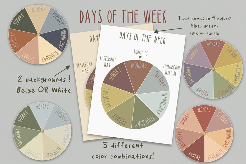 Montessori Days of the Week Wheel, Homeschool Printable, Circle Time ...