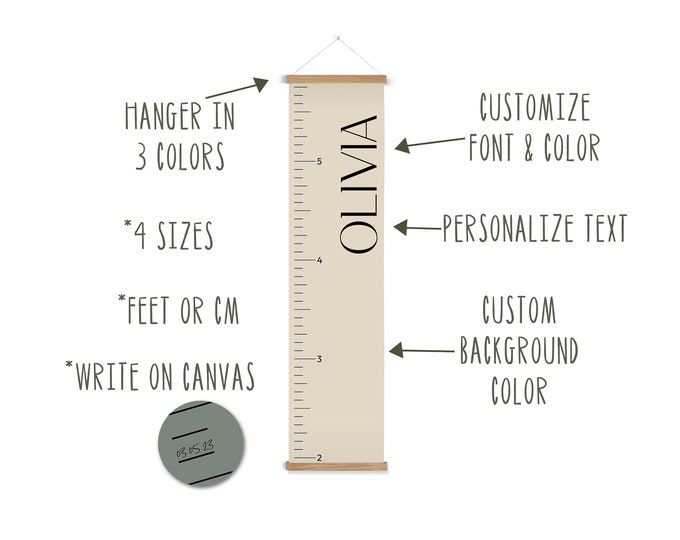 Custom Kids Growth Chart | Baby Height Chart | Custom Child Height ...