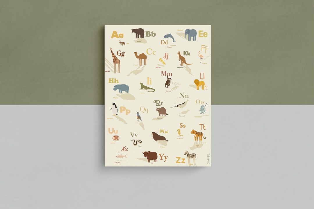Animal Alphabet Poster, Learn the Alphabet, Educational Abc Poster, Abc ...