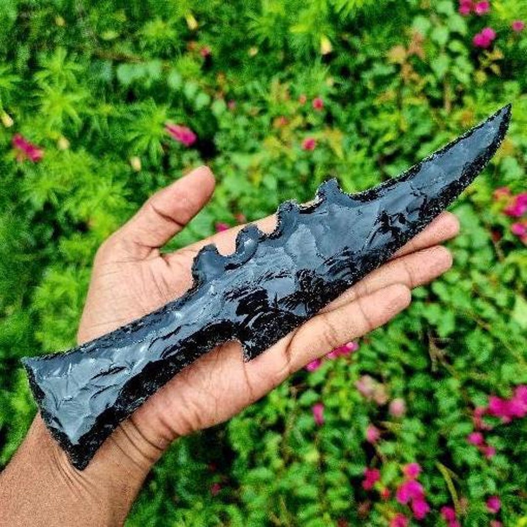Handcrafted Obsidian Knife - 10" Artisan Blade, Survival Tool ...
