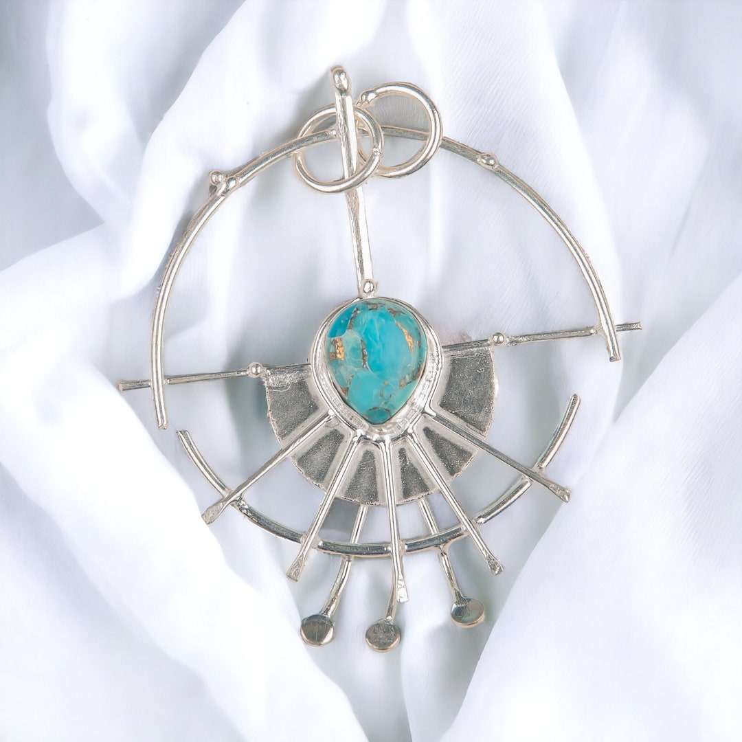 Exquisite Blue Copper Turquoise Pendant, Gemstone Pendant, Blue Pendant ...