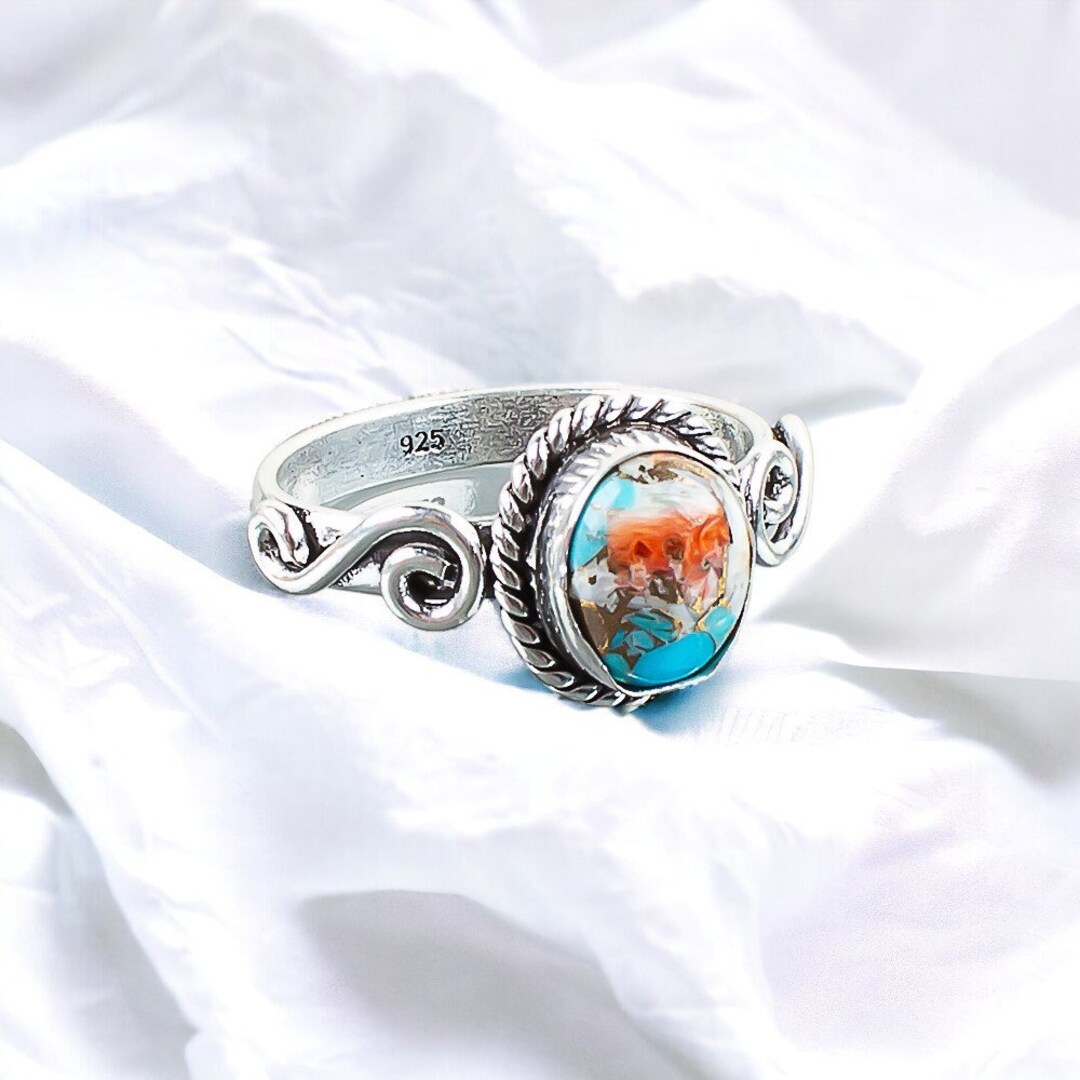 Vintage Natural Spiny Oyster Ring, Gemstone Ring, Multi Statement Ring ...
