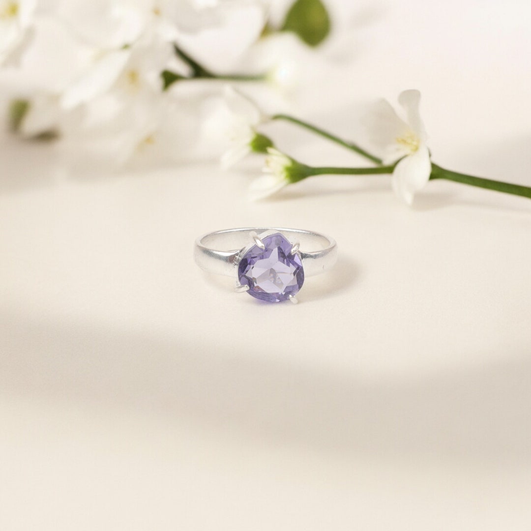 Faceted Iolite Ring, 925 Sterling Silver Ring, Silver Iolite Ring ...