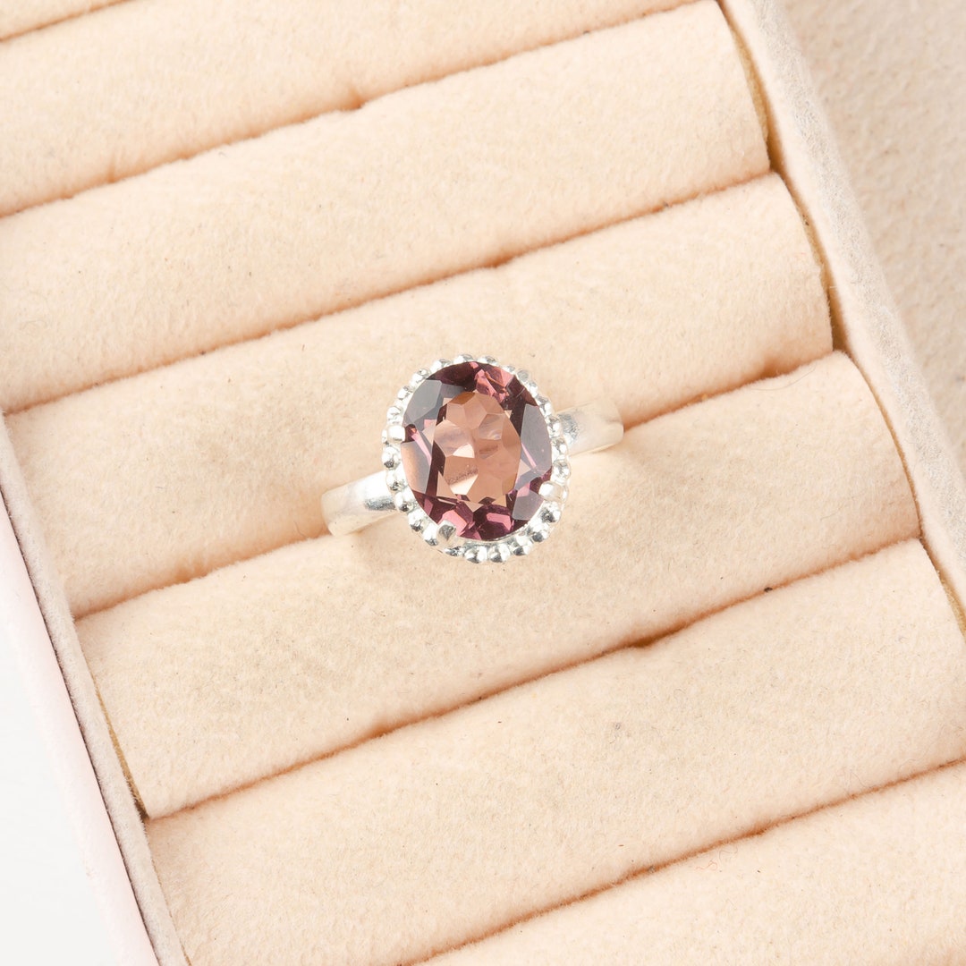 Natural Rhodolite Ring, 925 Sterling Silver Jewelry, Promise Ring ...