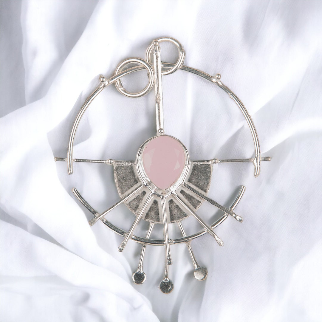 Beautiful Rose Chalcedony Pendant Gemstone Handmade Pendant 925 ...