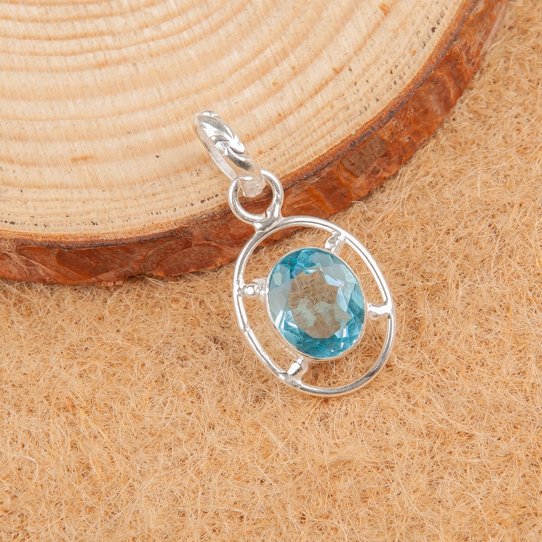 Precious Sky Blue Topaz Pendant Gemstone Pendant Blue - Etsy