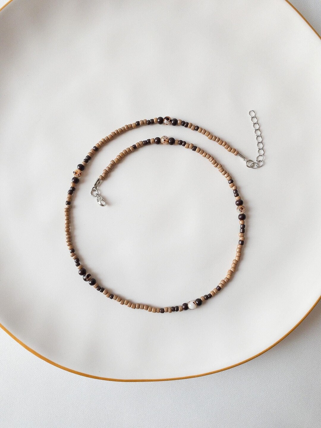 Boho Seed Beaded Adjustable Necklace for Men, Surfer Layering Choker ...