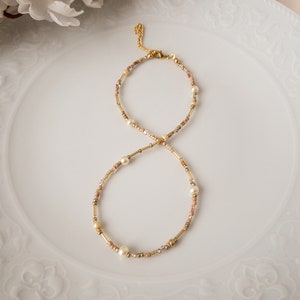 Minimalist Mixed Bead and Pearl Bead Adjustable Necklace, Dainty ...