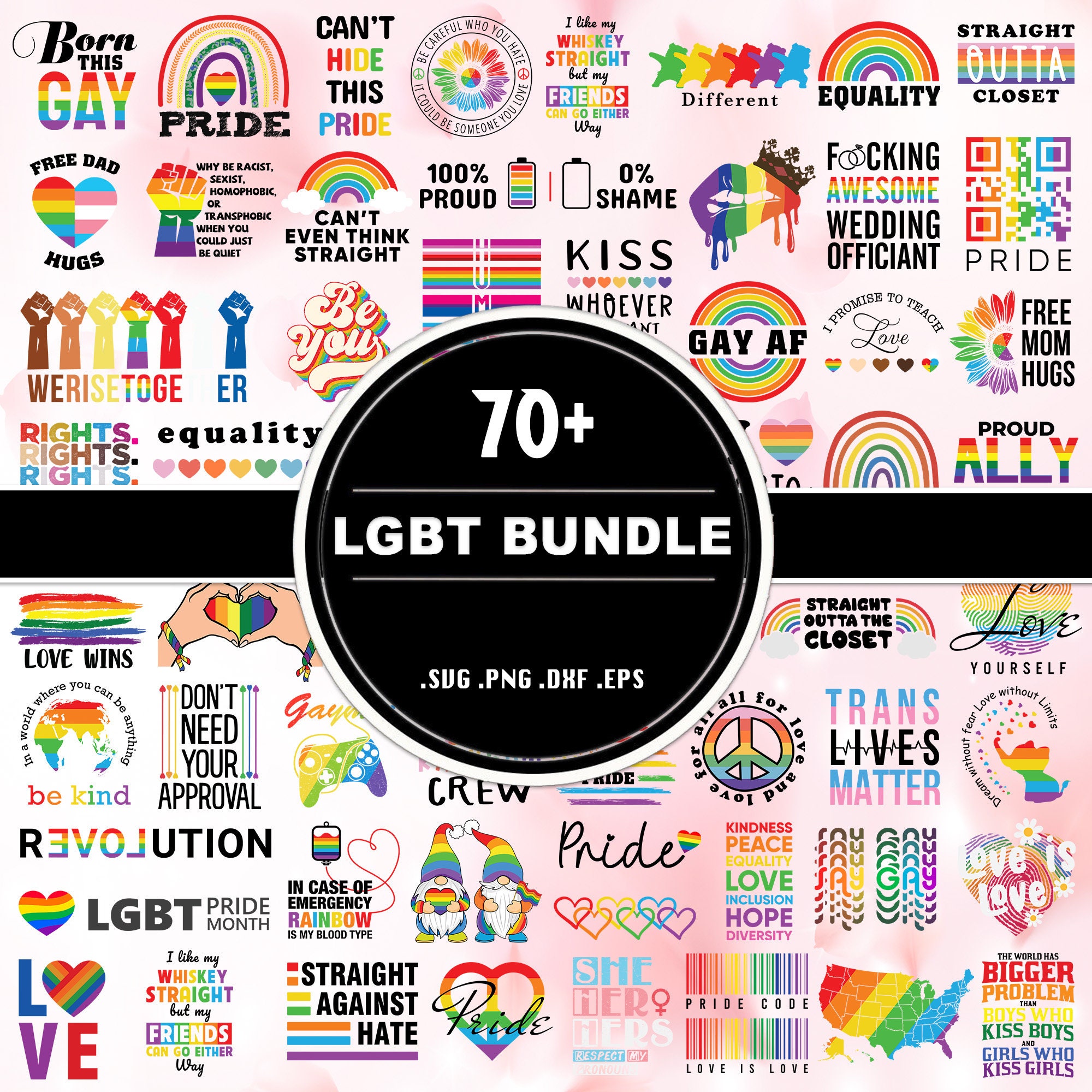 70 LGBT Svg Bundle Pride Svg Gay Pride Svg Bundle Lesbian - Etsy Canada