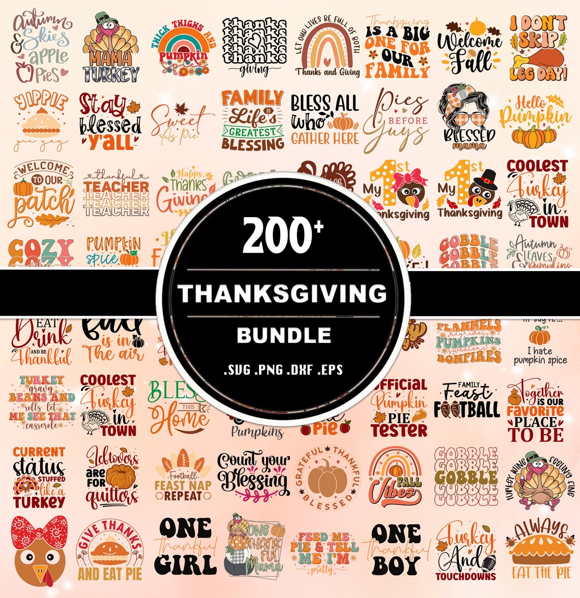 Thanksgiving SVG Bundle Fall Svg Thankful Svg Pumpkin Svg - Etsy