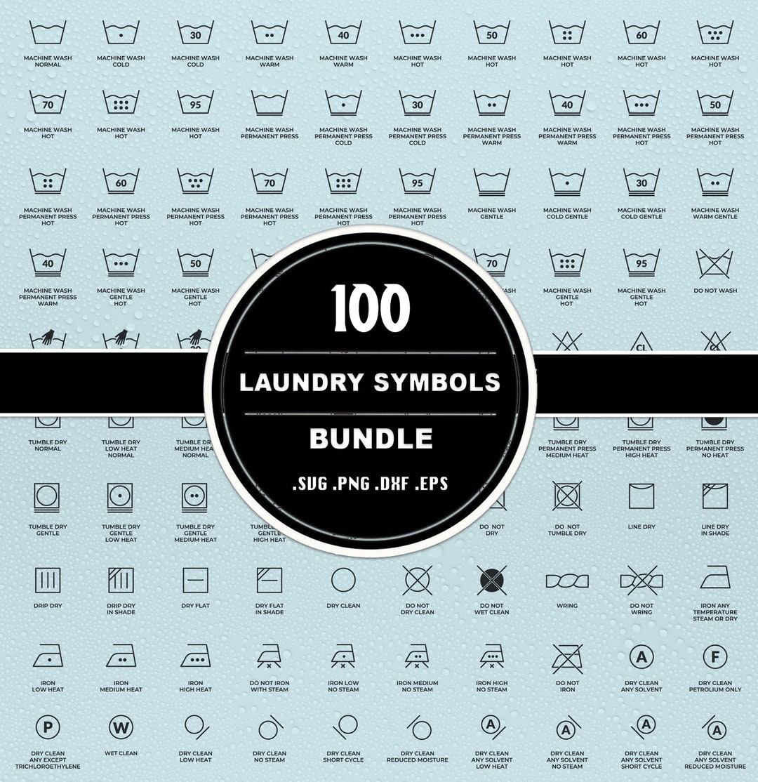 Laundry Symbols Svg Bundle Washing Guide Laundry Label Set - Etsy UK