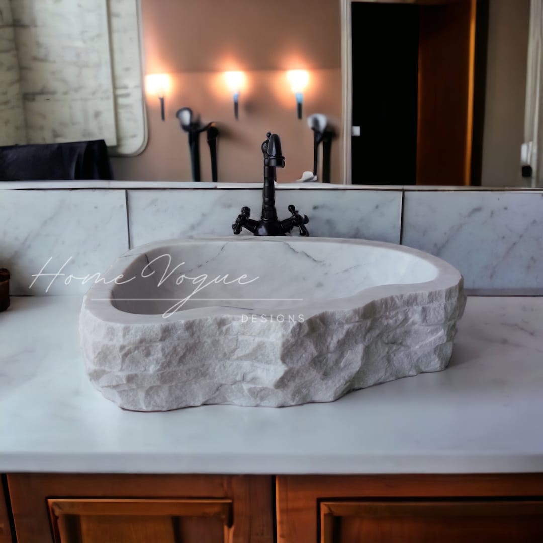 Gorgeous Sink Made to Order, White Marble Countertop Sink, Custom Size ...