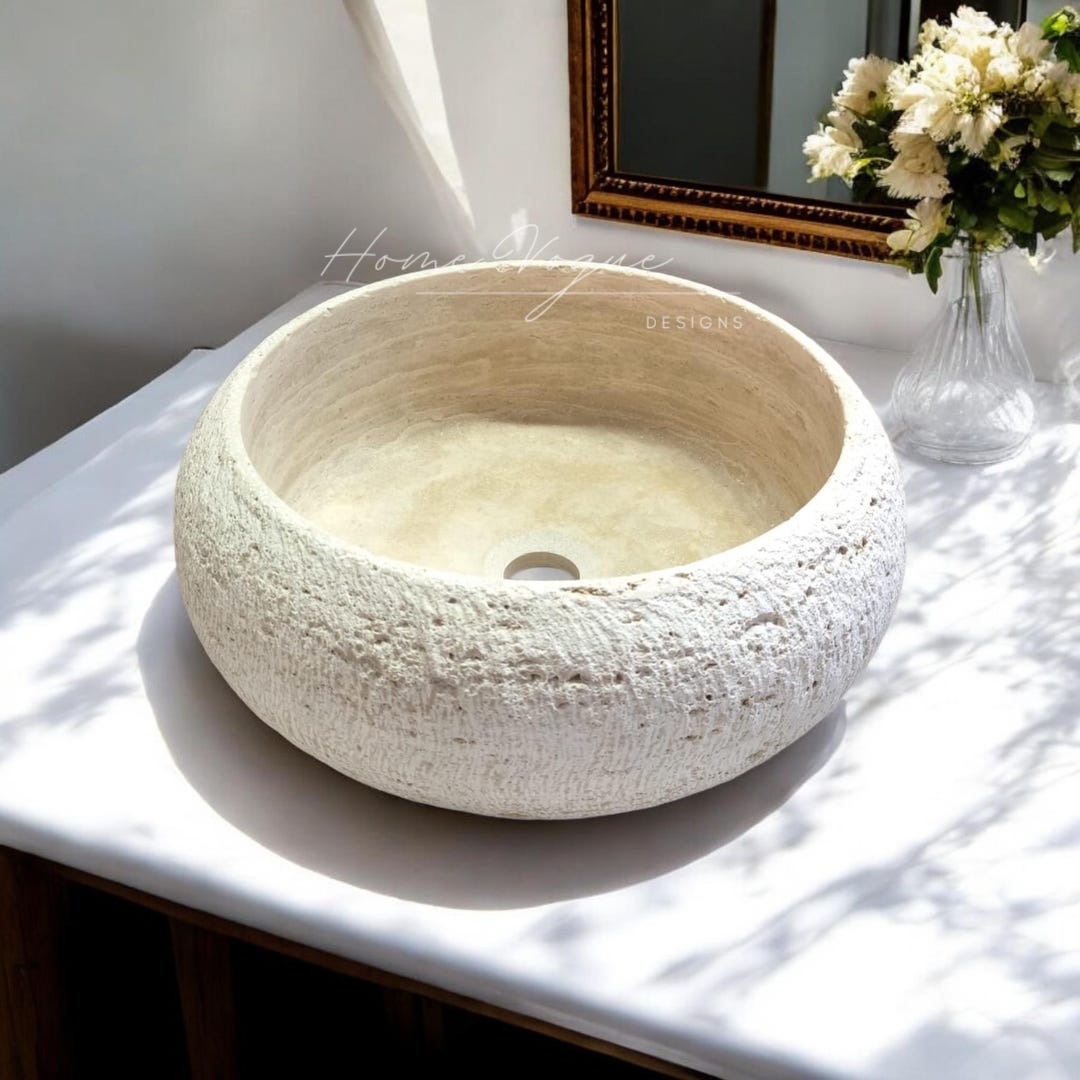 Bathroom Sink, Powder Bath Sink, Beige Marble Sink, Powder Room Sink ...