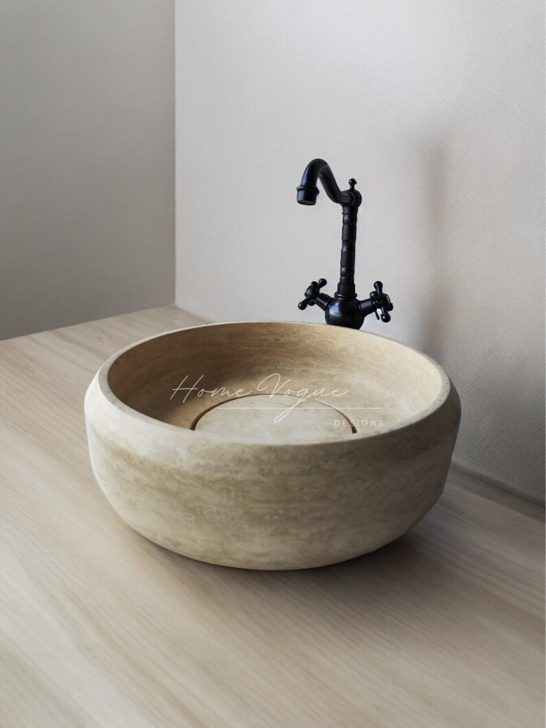 Hidden Drain Sink, Travertine Sink, Marble Bathroom Sink, Powder Room ...