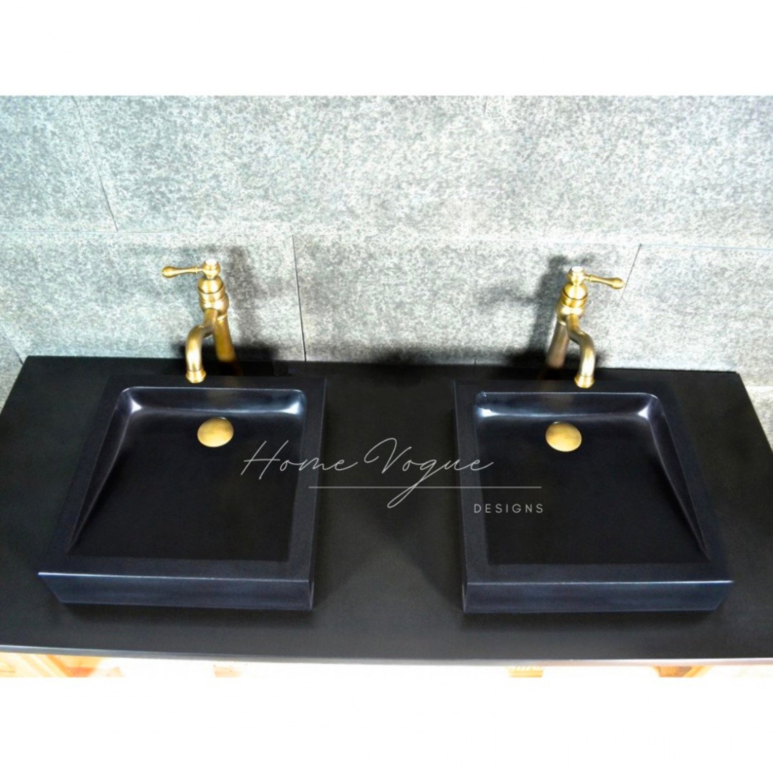 Rectangle Natural Black Stone Sink Made to Order, Custom Measurement ...