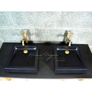 Rectangle Natural Black Stone Sink Made to Order, Custom Measurement ...