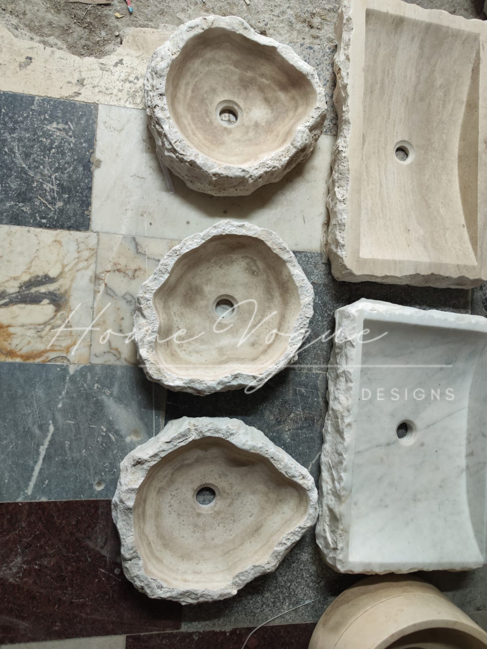 Chiseled Stone Made to Order Custom Sink, Cream Rough Hewn Stone Bowl ...