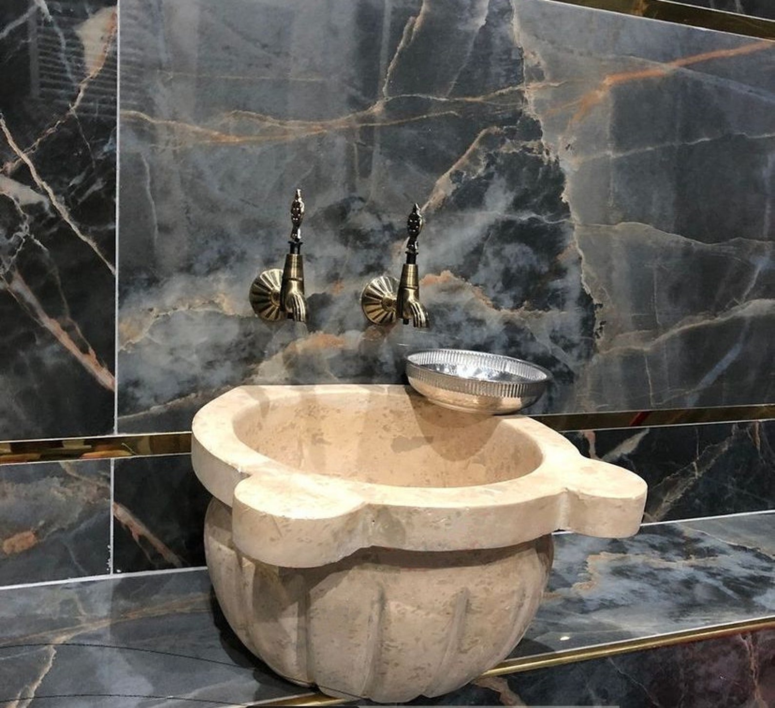 Travertine Marble Basin, Bath Sink, Turkish Hammam Sink, Ottoman Sink ...